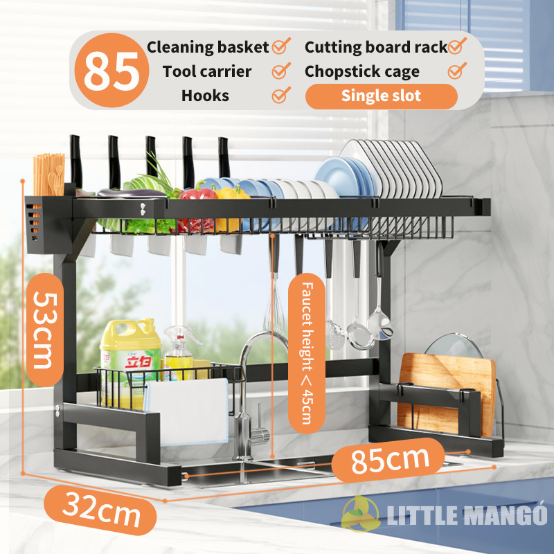 Stainless Steel Rack Dish Rack With Cover Kabinet Dapur Rak Pinggan ...