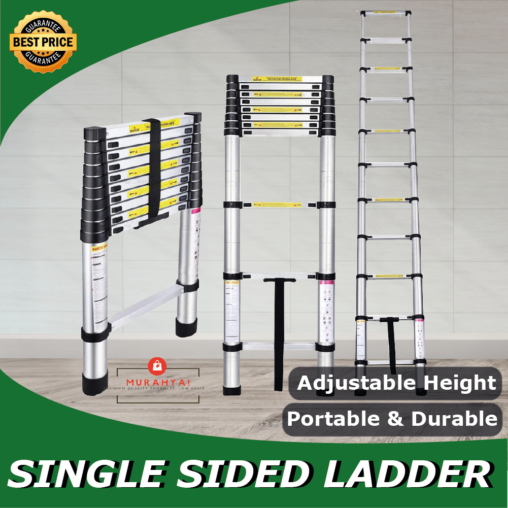 Tangga lipat ladder Heavy Duty Aluminium Extension ladder Telescopic foldable Ladder Single ...