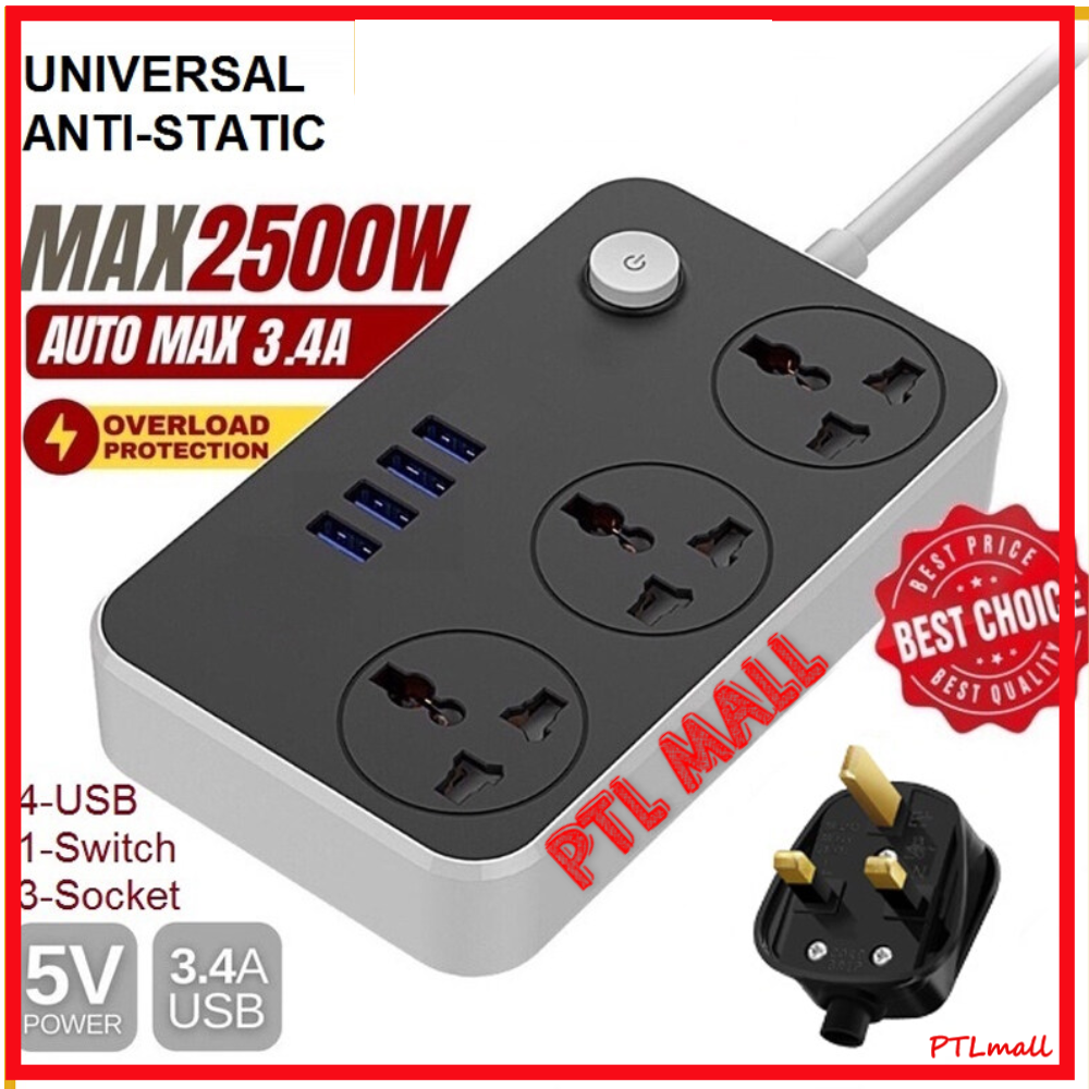 Anti-Static Power Socket 3 Universal Socket with 3AC + 4USB Port 3 ...