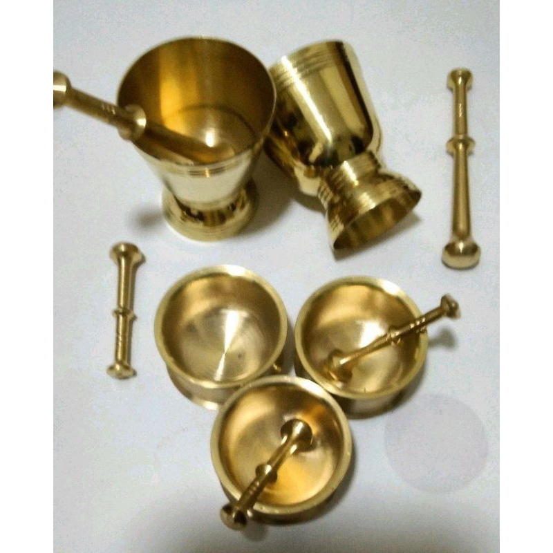 brass saffron mortar and pestle lesung safron tembaga dan alu | Shopee ...