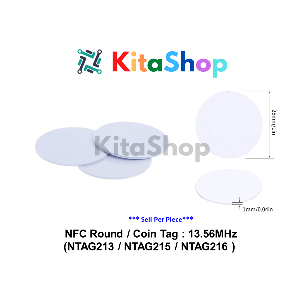 NFC Round / Coin Tag : 13.56MHz (NTAG213 / NTAG215 / NTAG216) | Shopee ...