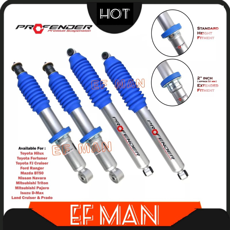 Profender Heavy Duty Big Bore Shock Absorber Hilux Land Cruiser Triton ...