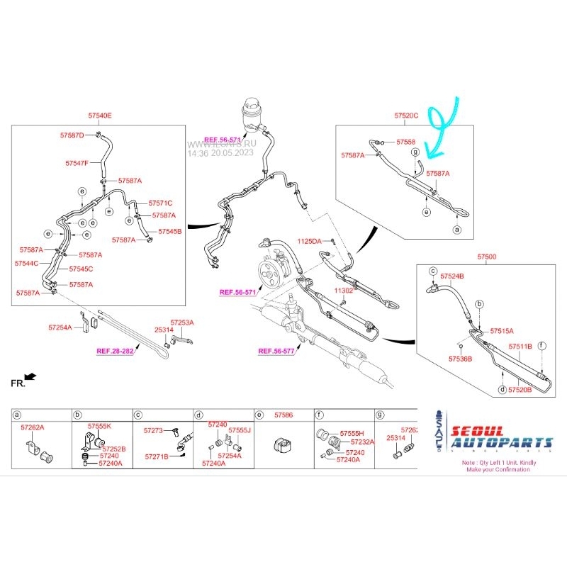 Power Steering PIPE & Hose = Hyundai Starex (2007-2019) #575204H900 ...
