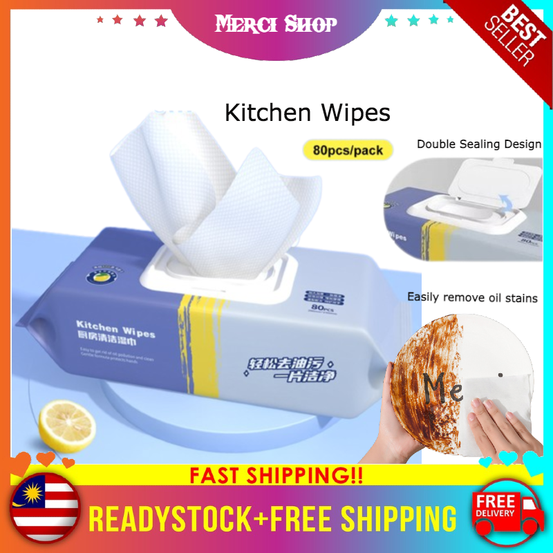 MS 80pcs/pack Kitchen Wipes Disposable Wet Tissue Wipes for Heavy Oil ...