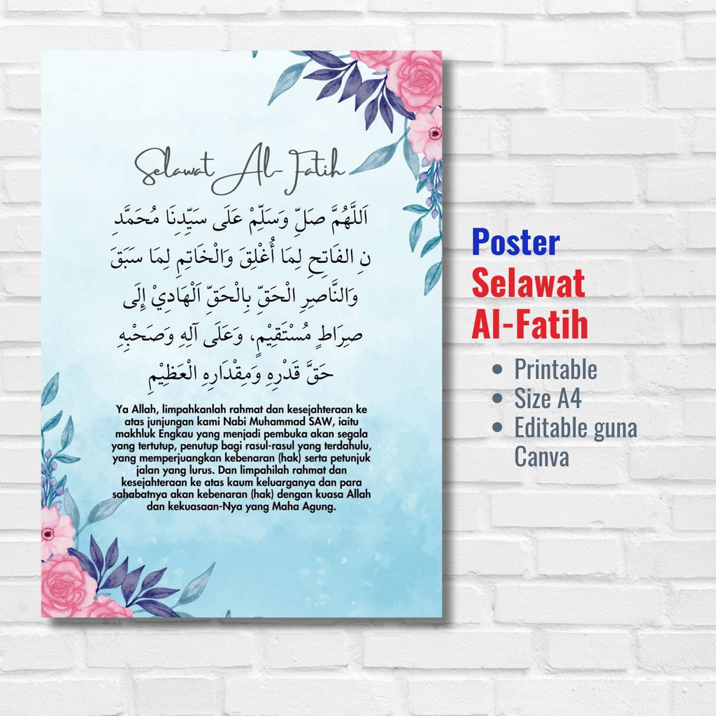 Poster Selawat Al-Fatih Editable Canva Size A4 | Shopee Malaysia