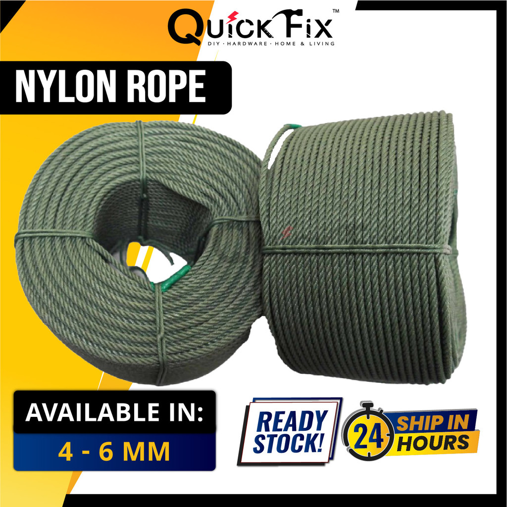 QuickFix [1 Meter] Nylon PE Rope Green 1 Meter x 4mm 5mm 6mm Tali Hijao ...