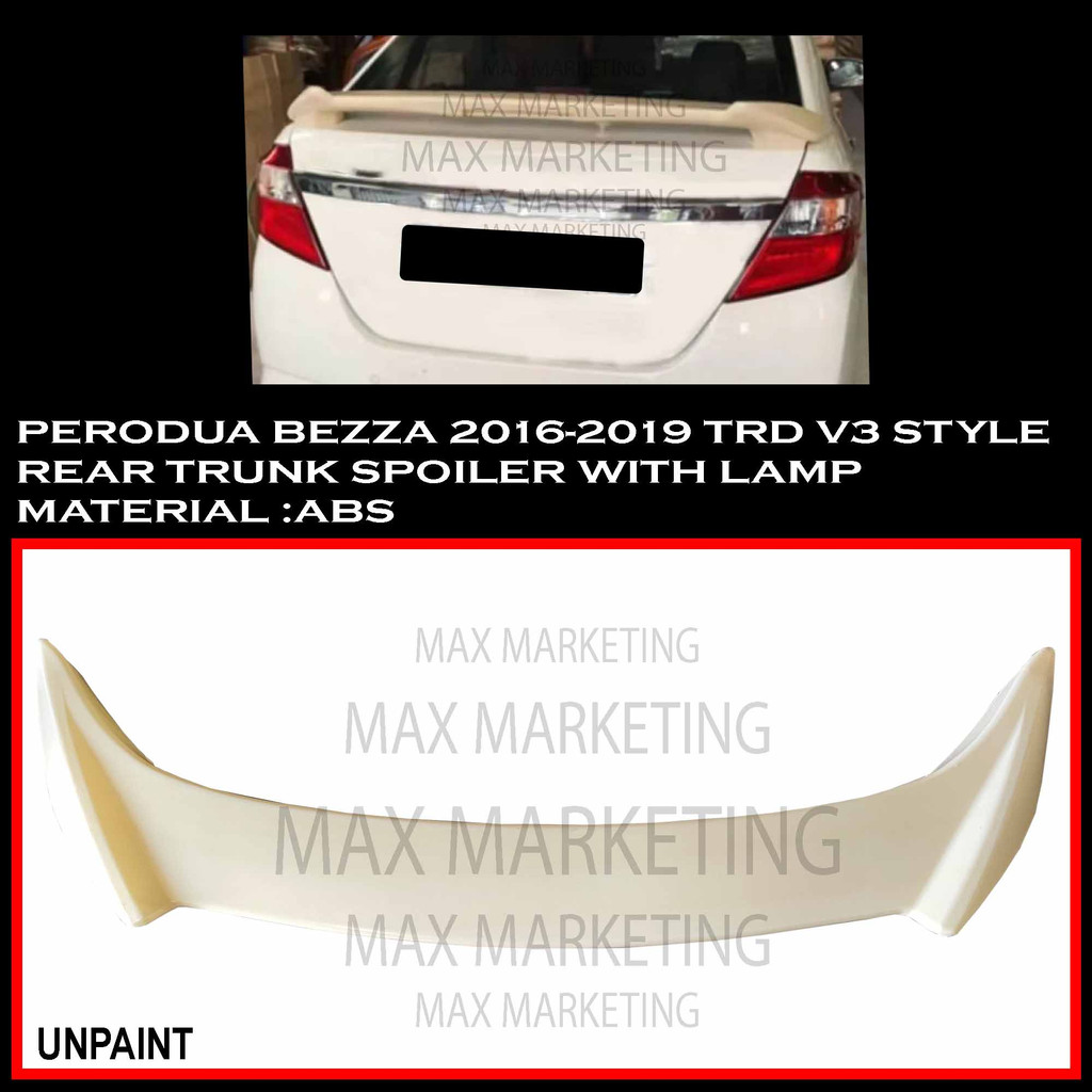PERODUA BEZZA 2016-2019 TRD V3 STYLE REAR TRUNK SPOILER ABS SKIRT LIP ...