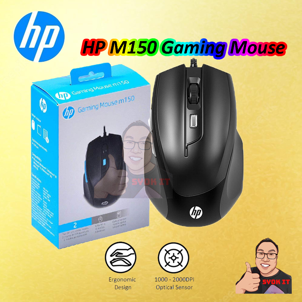 HP M150 Ergonomic Wired Gaming Mouse Optical Sensor 4 Buttons ...