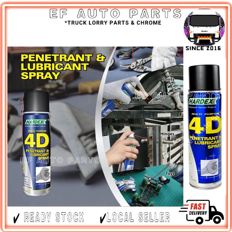 100% ORIGINAL HARDEX 4D PENETRANT & LUBRICANT SPRAY HD450 500ML ANTI ...
