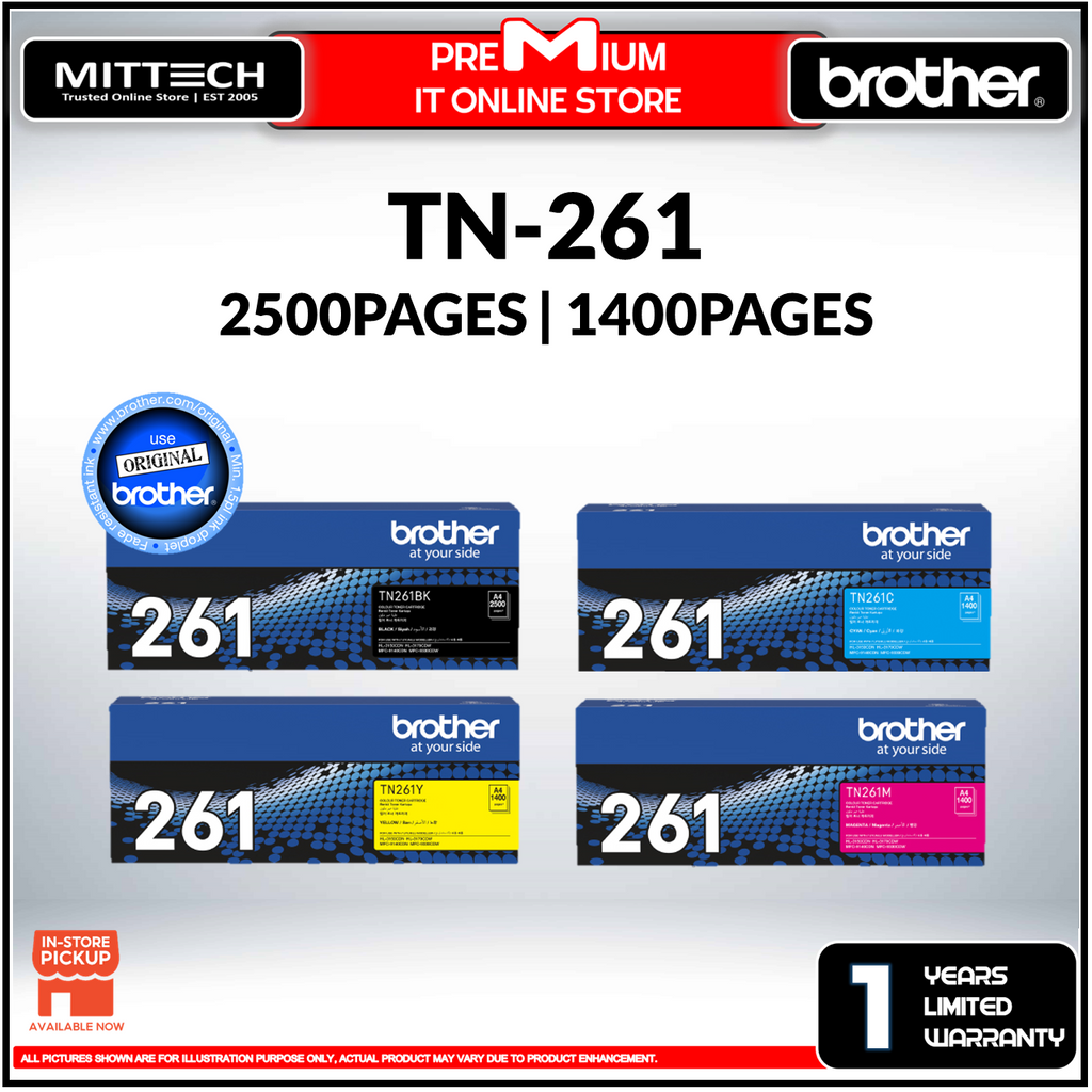 Brother TN-261 BK/C/M/Y Original Colour Toner Cartridge For HL-3150CDN ...