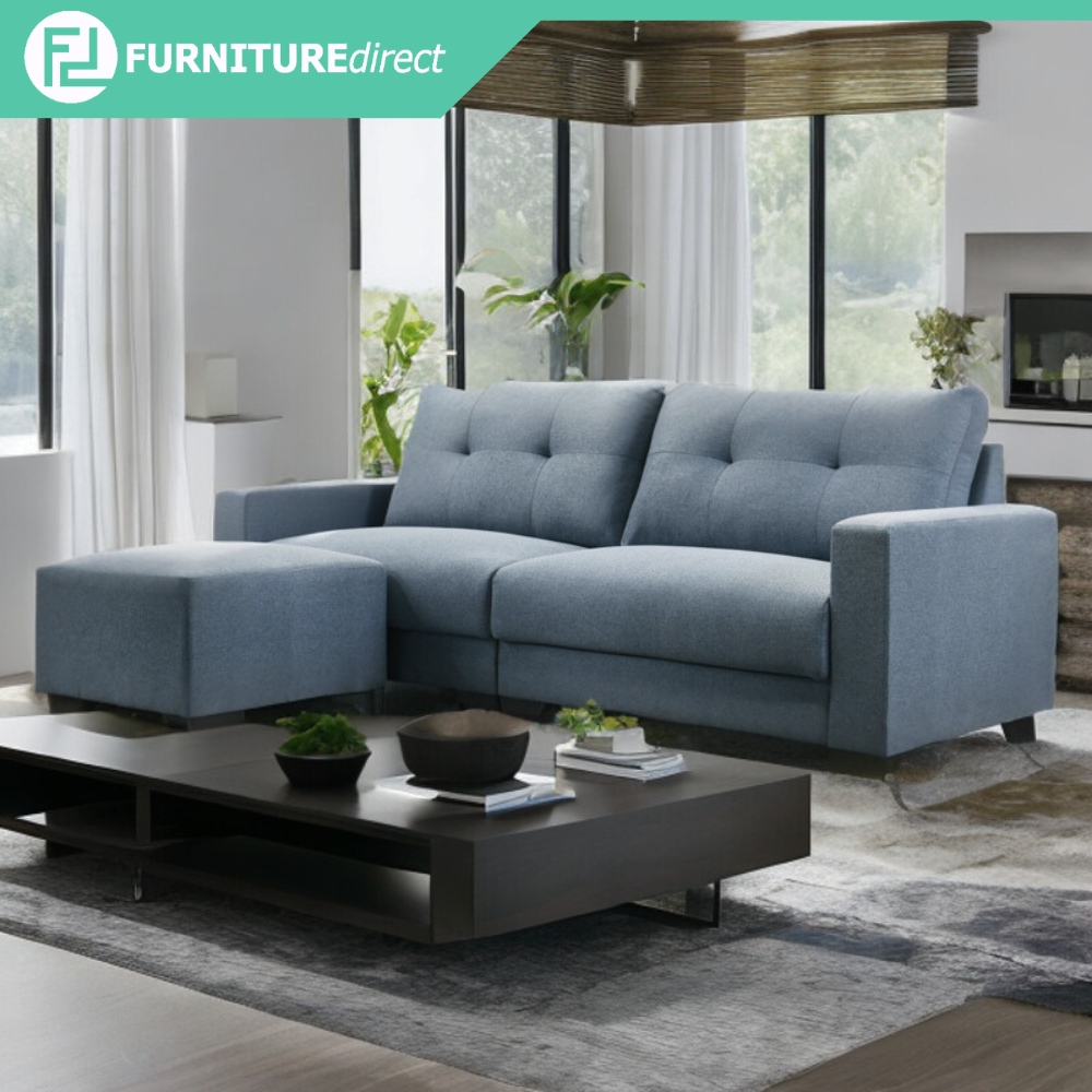 Furniture Direct TASMIA TOMO 4 Seater Fabric Sofa With Foot Stool-Grey | Shopee Malaysia