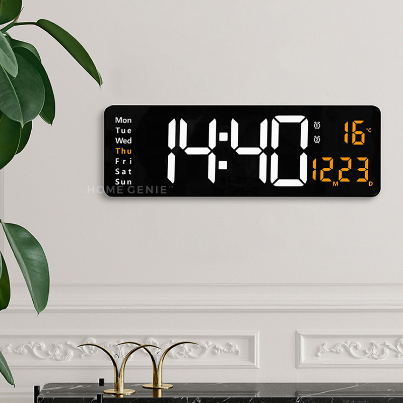 16 inch LED Remote Control Clock Digital Wall Alarm Clock Living Room ...