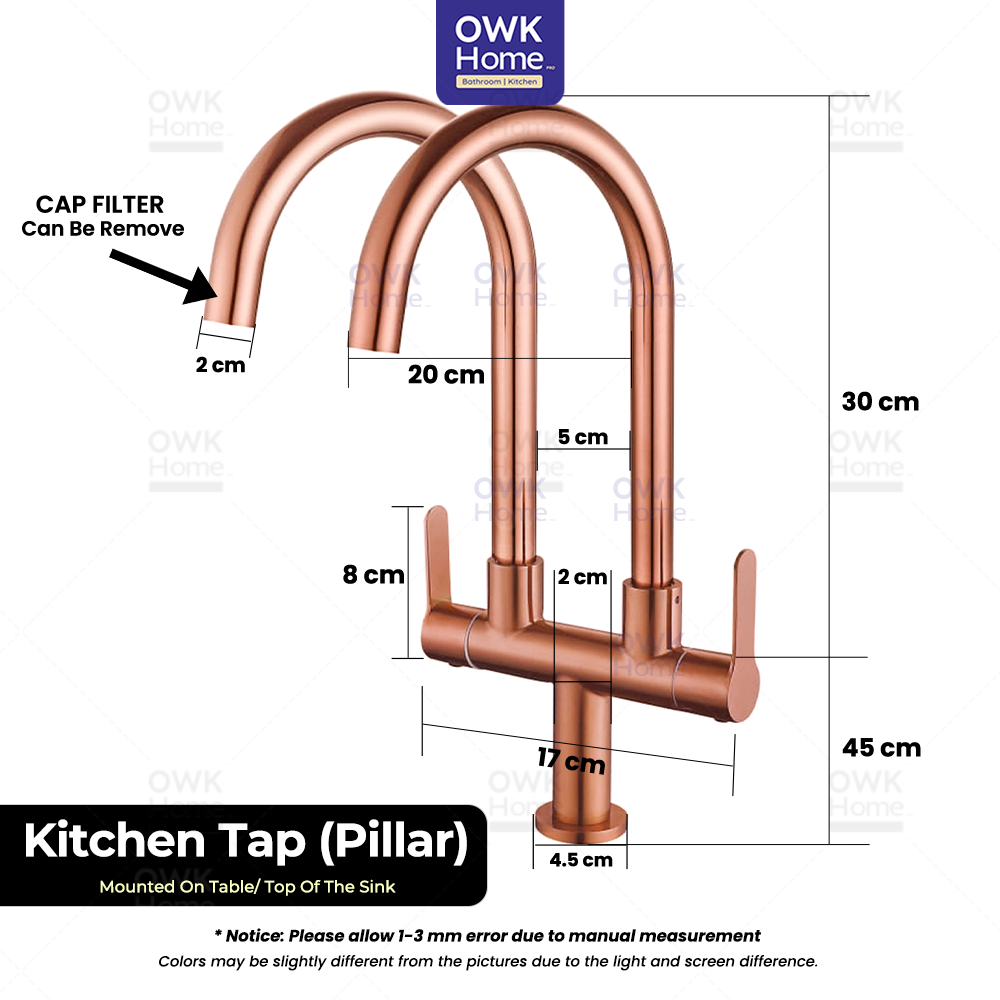 Double Rose Gold Kitchen Tap | SUS304 Stainless Steel Rose Gold Kitchen ...