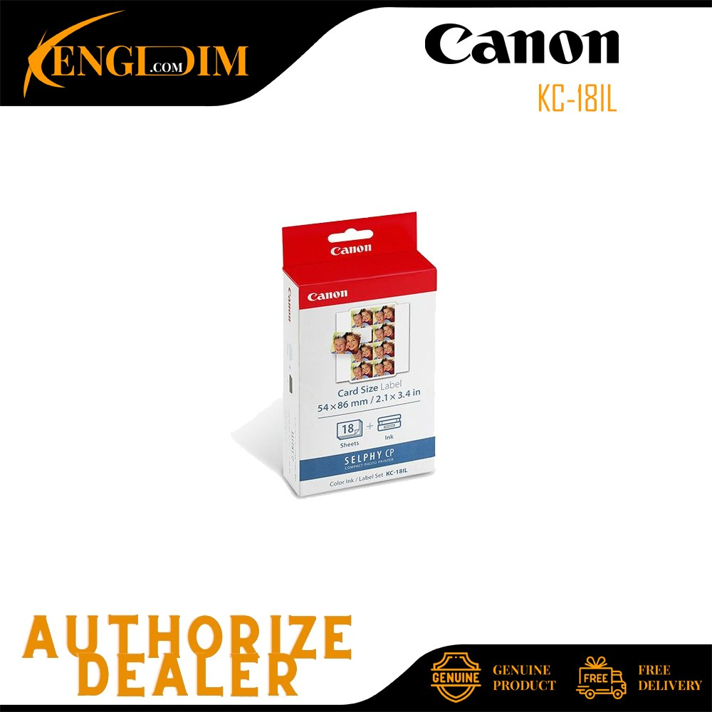 Canon KC-18IL / KC18IL Colour Ink + 54x86mm Sticker Paper Set 18 Sheets ...