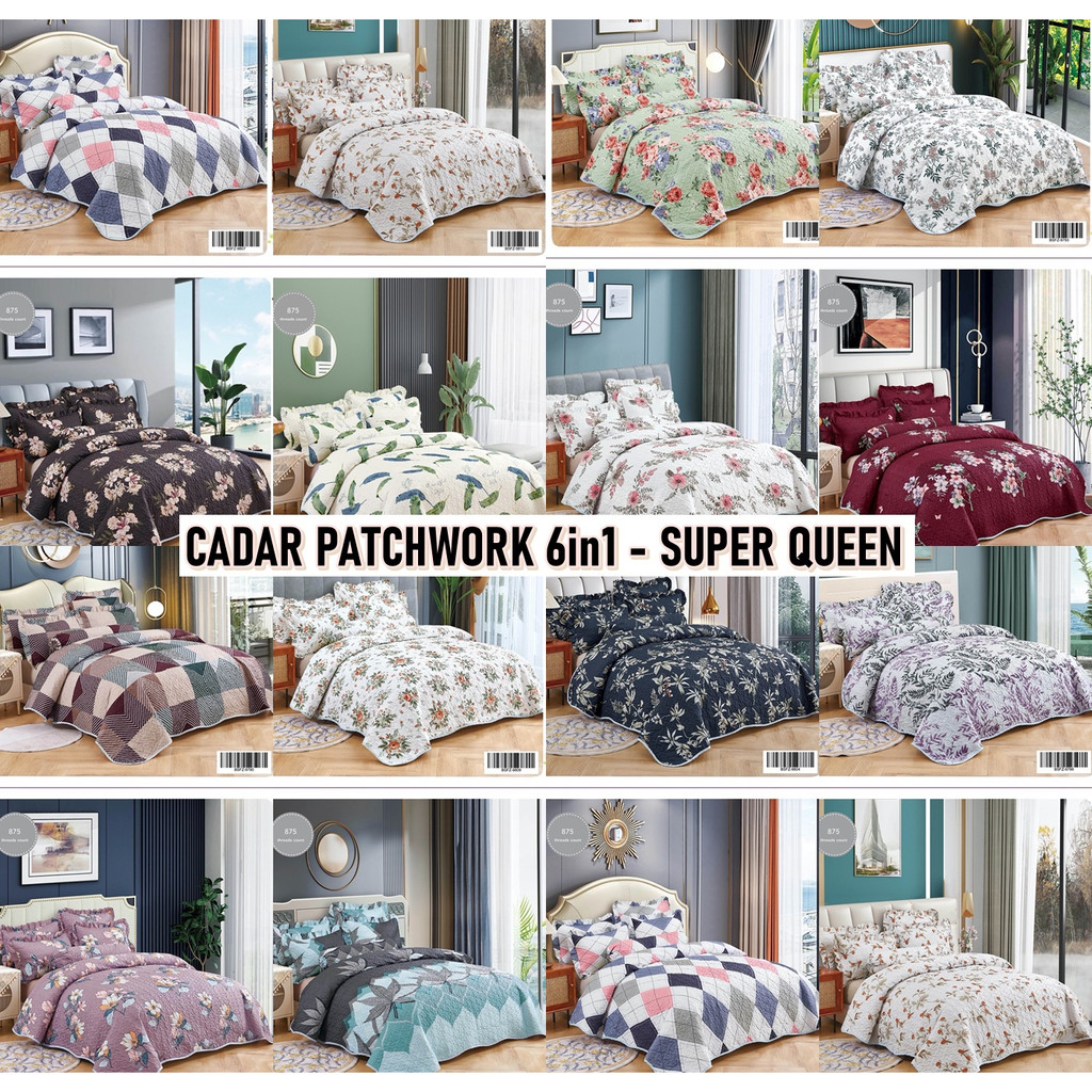 ⚡ MEGA SALE ⚡ CADAR PATCHWORK YANASEN 6 IN 1 875tc- SUPER QUEEN FIT TO KING - FAST SHIPPING ...