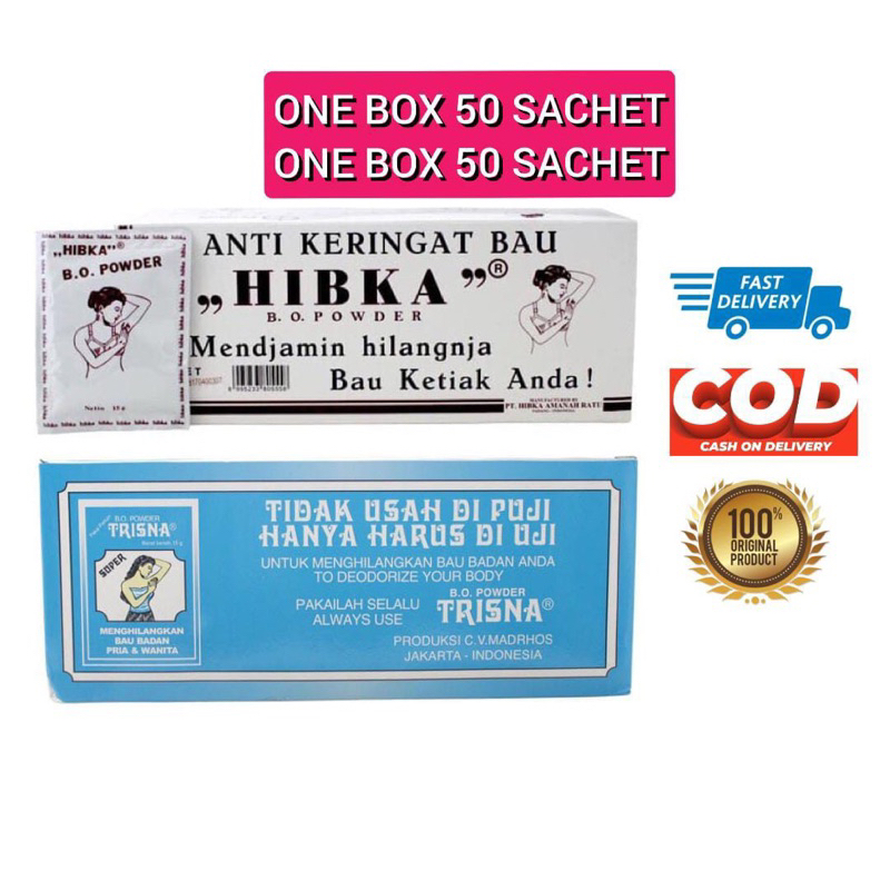 Bedak ketiak hibka & trisna harga 1box 50pcs | Shopee Malaysia