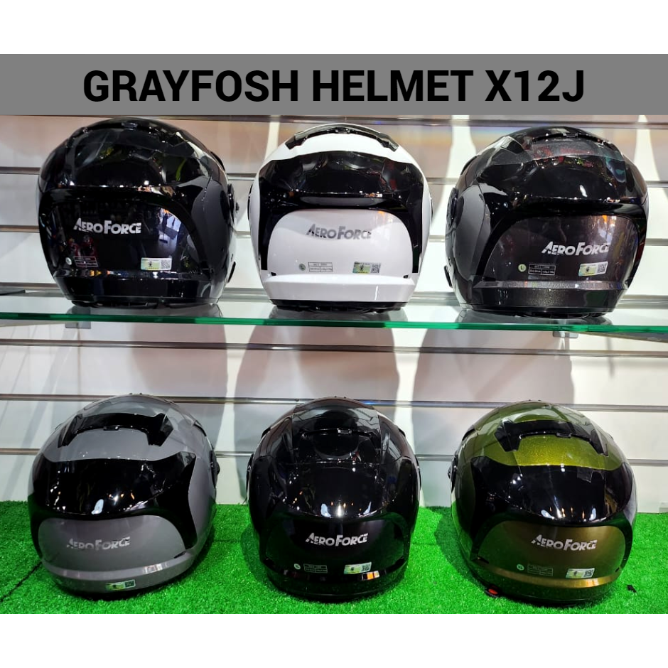 GRAYFOSH OPEN FACE HELMET X12J WITH SINGLE DARK SMOKE VISOR | Shopee ...