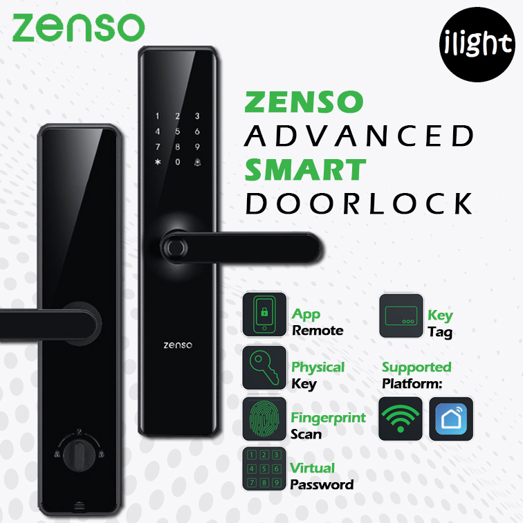 ZENSO | Smart Door Lock Digital Password Fingerprint Doorlock KeyCard ...
