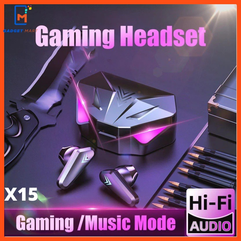 X15 TWS Wireless Earbuds Gaming Headsets Bluetooth Earphones Noise Cancelling Hifi Bass with Mic ...