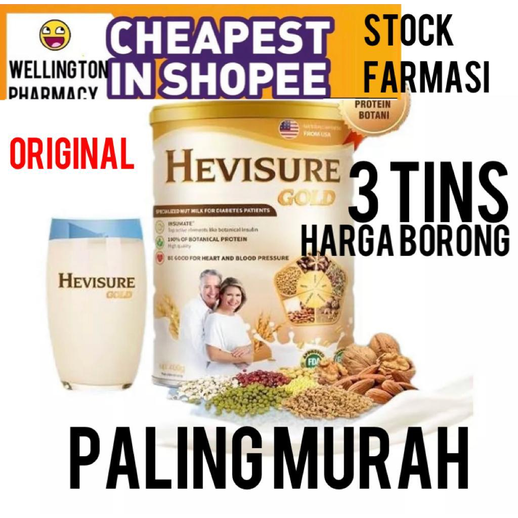 [3 Tins Hevisure][ORIGINAL][READY STOCK] Hevisure Gold Diabetic Milk ...