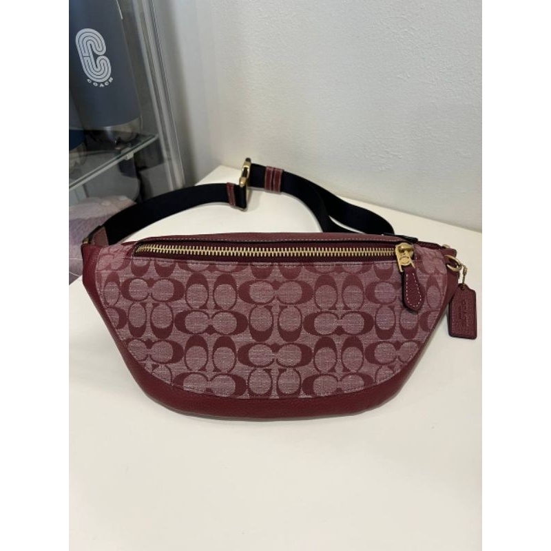 Coach Warren Beltbag In Signature Chambray Wine | Shopee Malaysia
