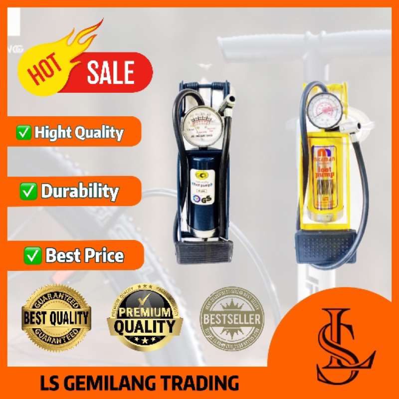 LS GEMILANG GCE NICEMAN Single Barrel Air Foot Pump Bicycle Motor Ball ...
