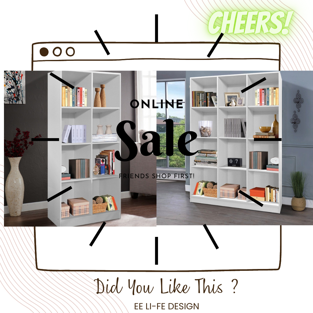[160CM Tinggi] EE LIFE DESIGN 8/12 Box Book Shelf Book Rack Rak Buku ...