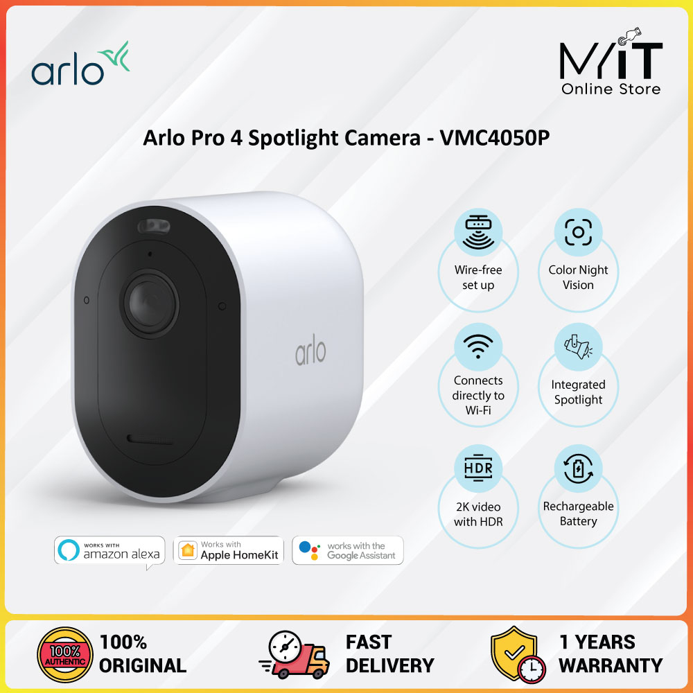 Arlo Pro 4 Spotlight Camera Wireless Security, 2K Video & HDR, White ...