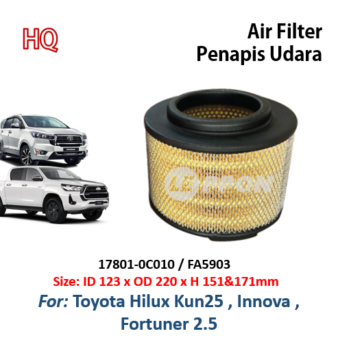 Leppon Air filter Toyota Hilux Kun25 Toyota Innova Toyota Fortuner 2.5 ...