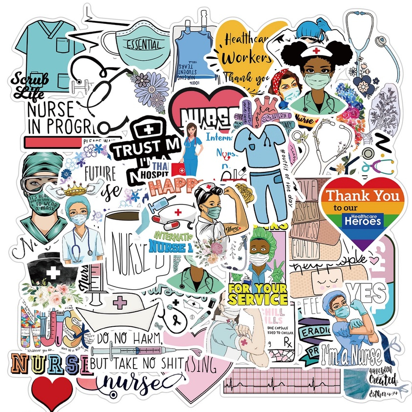 50pcs FRONTLINER NURSE DOCTOR Vinyl Decal graffiti STICKERS bomb for ...