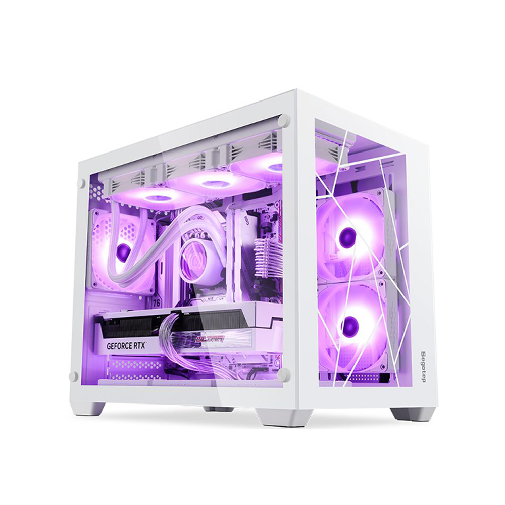 Segotep Lumi II M-ATX Gaming Casing With 3 ARGB Fan - Black/White ...