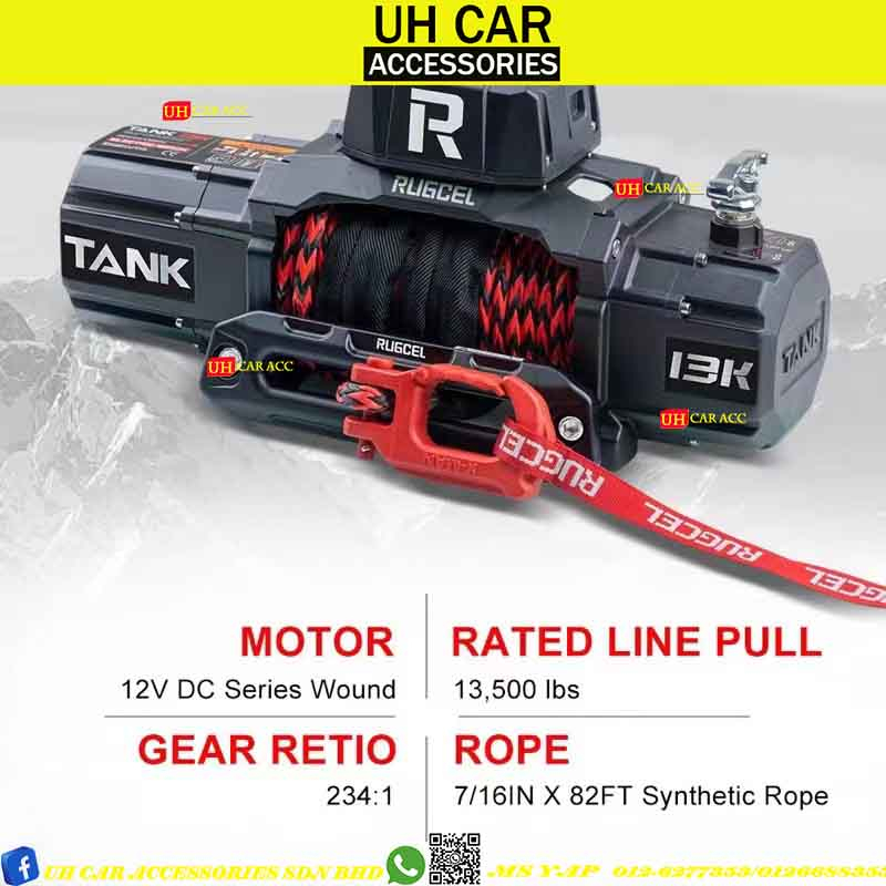 ELECTRIC WINCH 13500LB PLASMA WINCH ROPE 12V RUGCEL TANK WINCH | Shopee ...