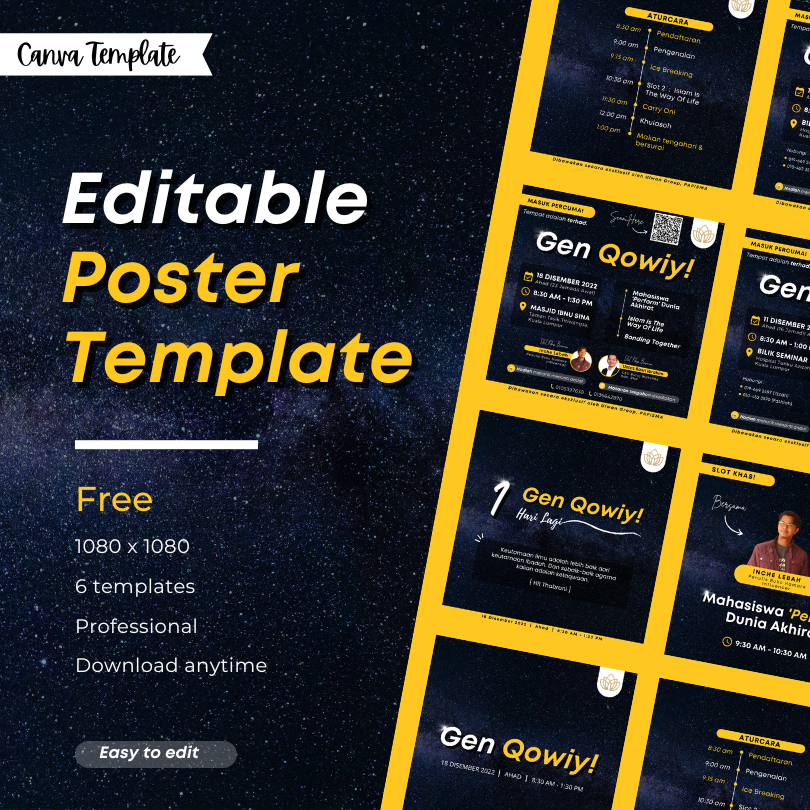 POSTER EDITABLE CANVA TEMPLATE COUNTDOWN QUOTES EVENT | Shopee Malaysia