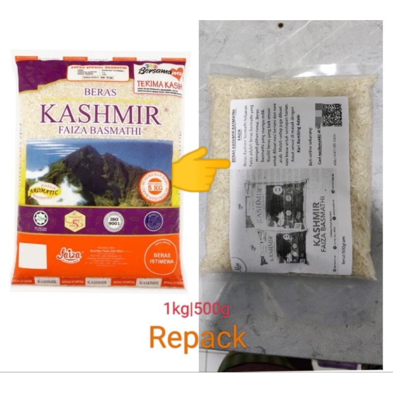Faiza Beras Basmathi Kashmir 1kg (repack) | Basmati Rice | Shopee Malaysia