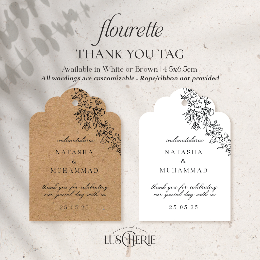 Tag Arch Flourette [PRE ORDER] 100pcs Signature Wedding Thank You ...