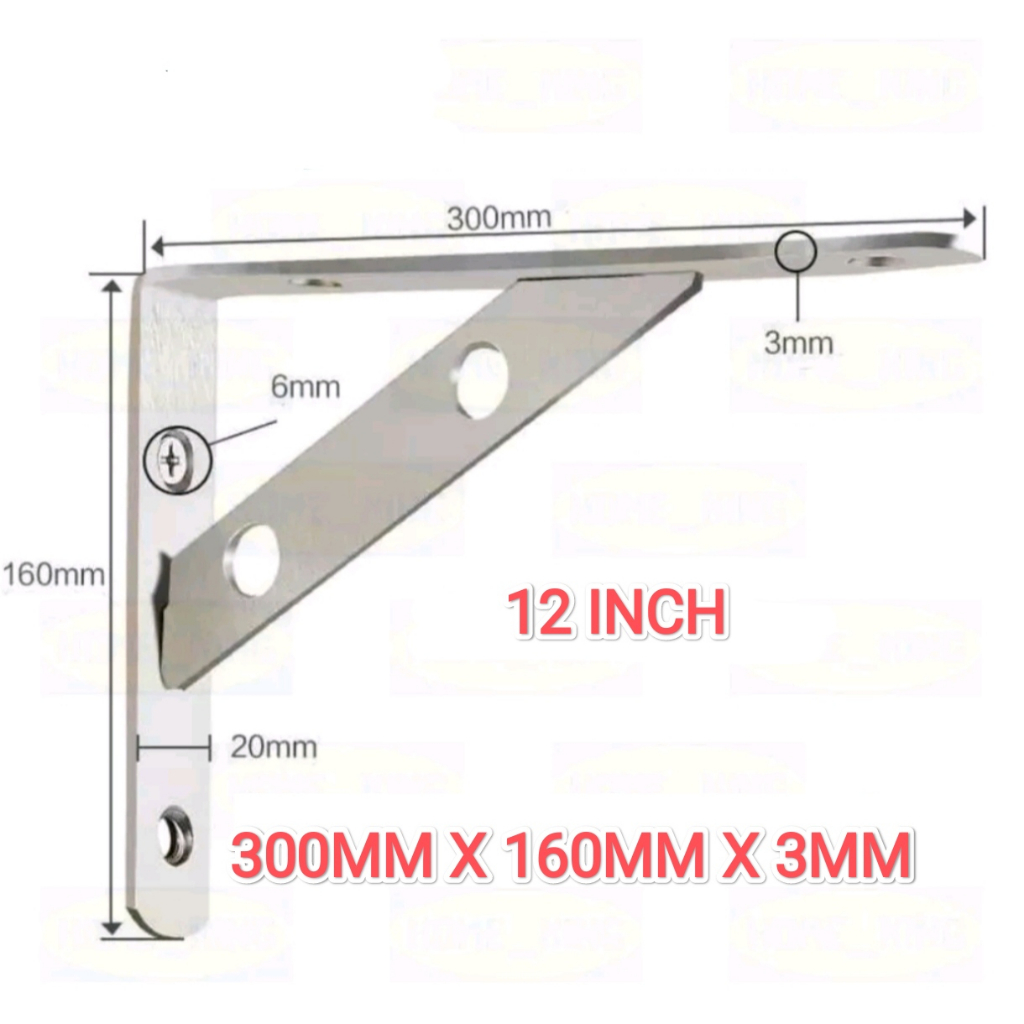1 PCS L shape Bracket Wall Heavy Duty Stainless Steel 304 Besi Rak ...