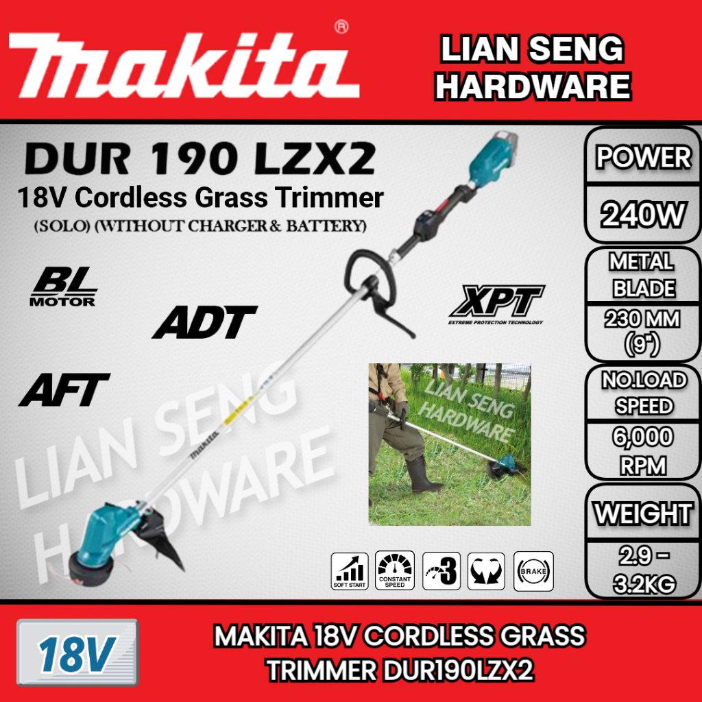 MAKITA 18V CORDLESS GRASS TRIMMER - DUR190LRT2 / DUR190LZX2 | Shopee ...