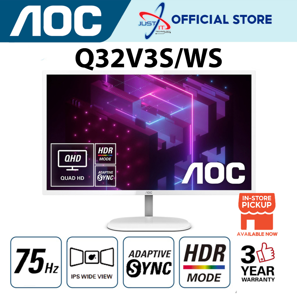 AOC Q32V3S/WS 31.5" IPS QHD 75Hz ADAPTIVE SYNC MONITOR | Shopee Malaysia