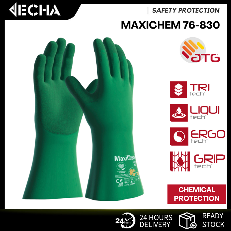 ATG MaxiChem 76-830 Safety Gloves - Chemical Resistant Gloves Liquid ...