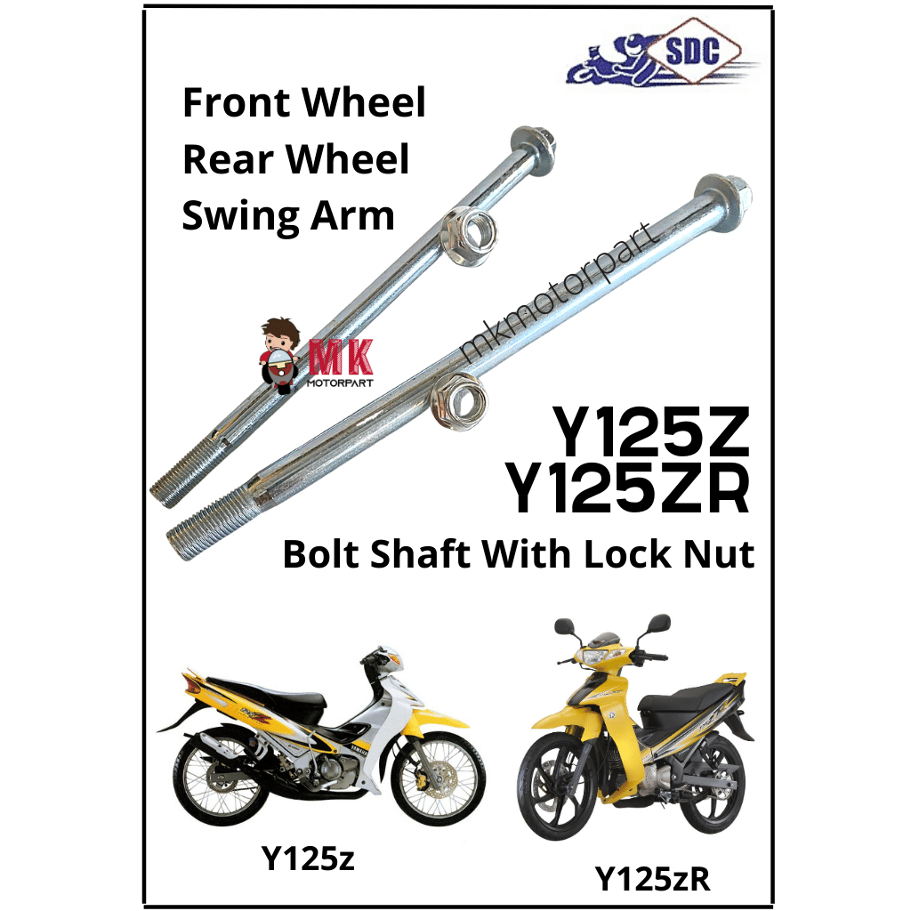 Yamaha Y125z / Y125zR FRONT / REAR WHEEL = SWING ARM FORK SHAFT With ...
