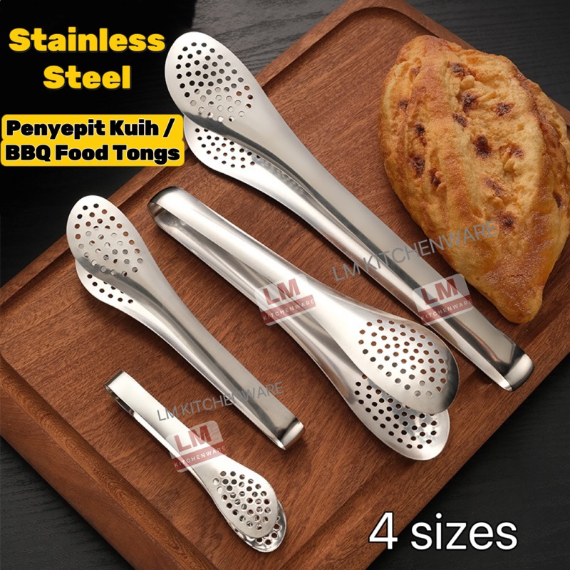 STAINLESS STEEL BBQ BREAD FOOD TONG / PENGEPIT PENYEPIT KUIH MAKANAN ...