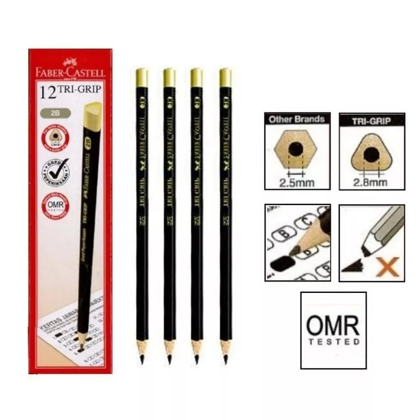 Faber-Castell Trip Grip 2B Pencils / Graphite Pencils 311802 (1Box ...