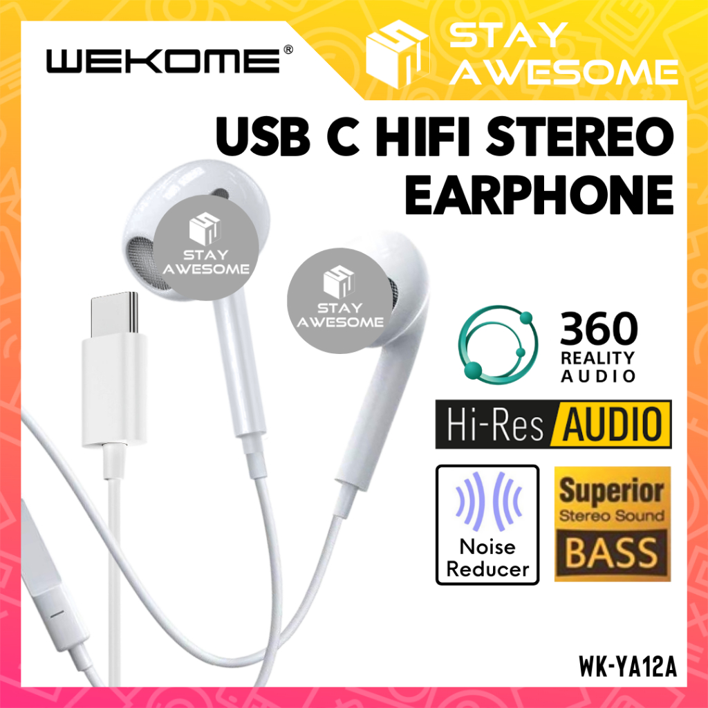WEKOME Original Type C Bass Earphones USB C Flat In Ear Earphone With ...