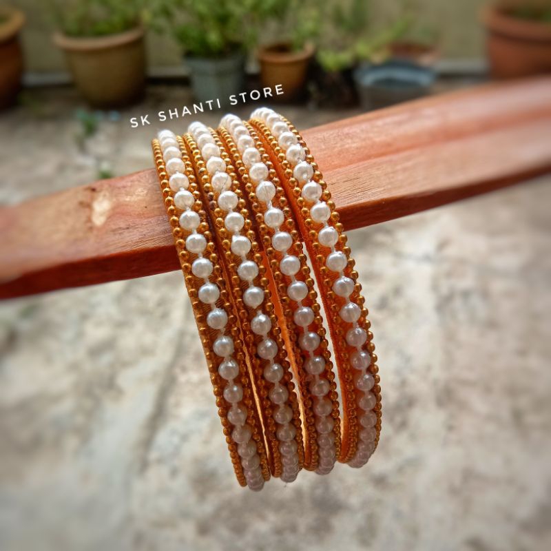 (4pcs) Handmade pearl designer border bangles valayal | Shopee Malaysia