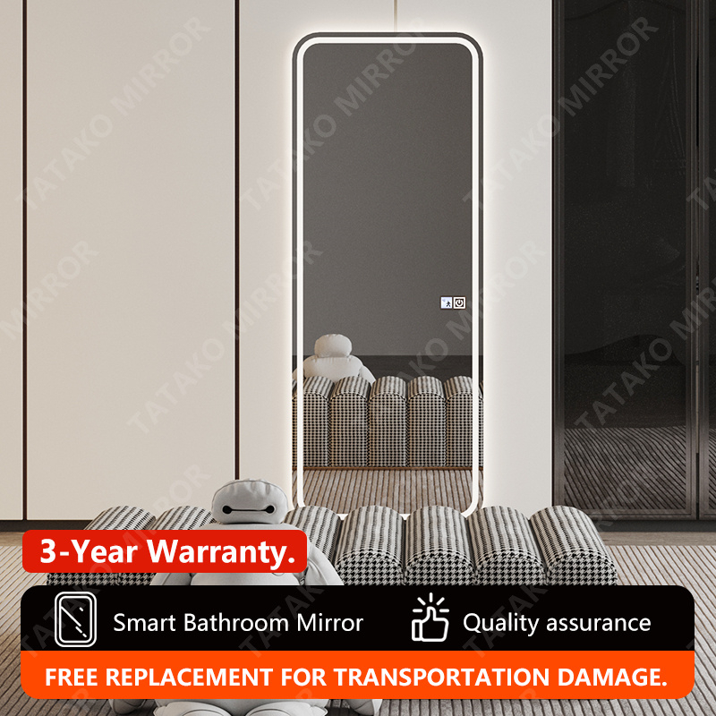 LED full body mirror with tricolor light human body sensing function ...