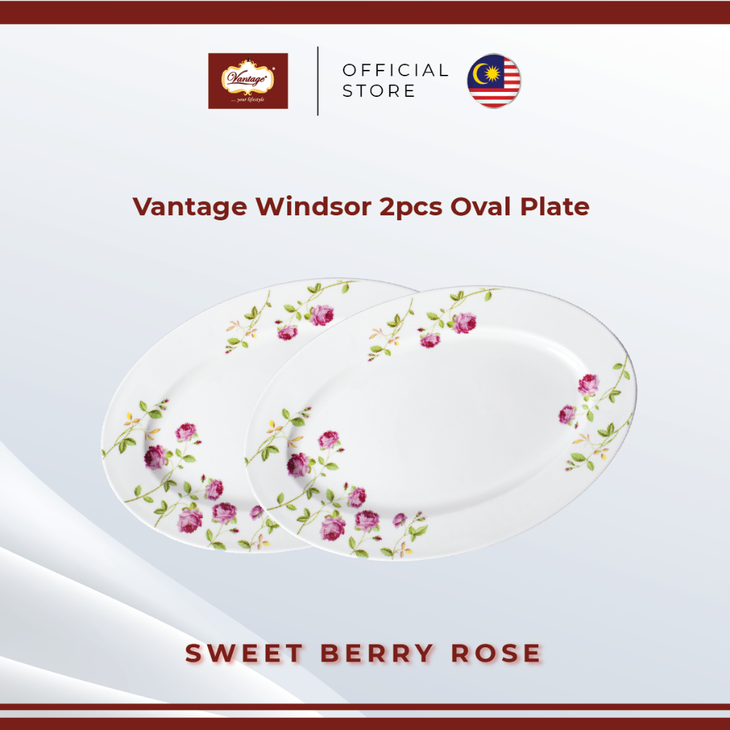 Vantage Fine Porcelain 2pcs Oval Plate (Windsor without Gold ) | Shopee ...