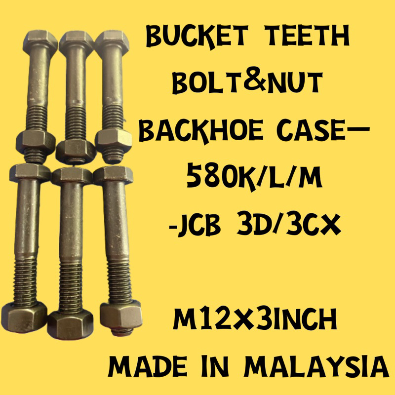 BACKHOE 580 BUCKET TEETH BOLT&NUT SET LOCK 580K 580L 580M M12-1.75X70 ...