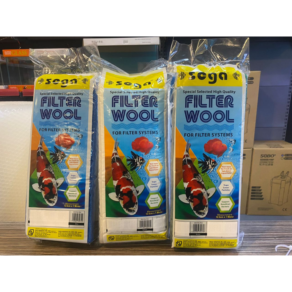 Sega Filter Wool Biomate Aquarium Filter Sponge (White/Blue/Green ...