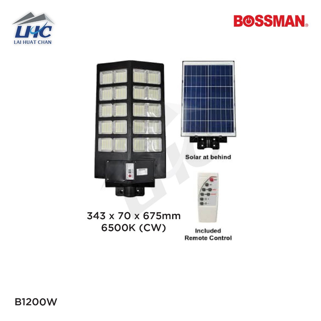 B1200W BOSSMAN LED Solar Street Light with Remote Control 300W | Shopee ...