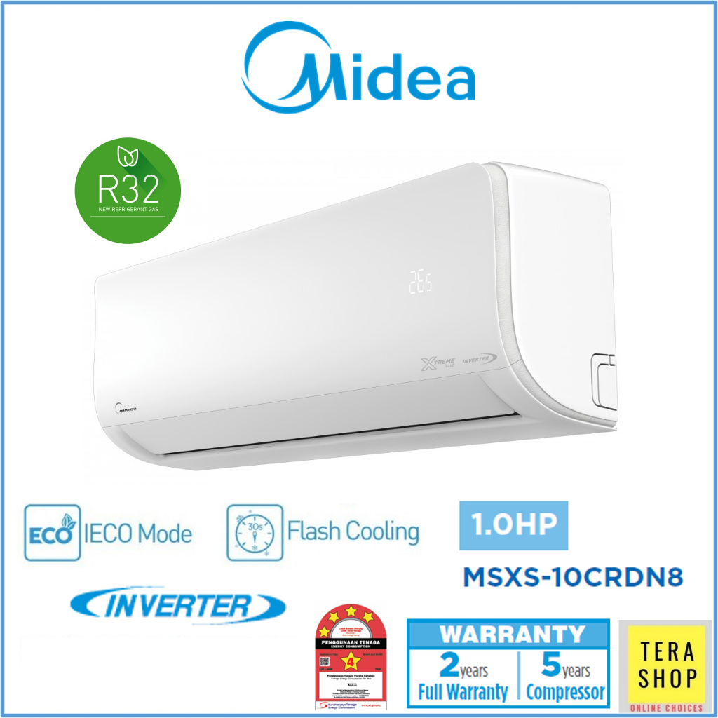 Midea MSXS-10CRDN8 1HP R32 Inverter Air Conditioner / 1.5HP MSNE-13CRFN8 | Shopee Malaysia